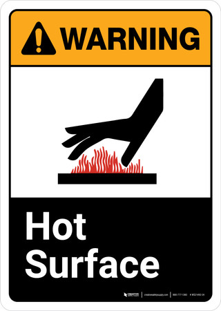 Warning: Hot Surface with Icon ANSI Portrait - Wall Sign