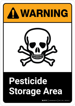 Warning: Pesticide Storage Area with Icon ANSI Portrait - Wall Sign ...