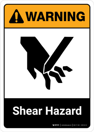 Warning: Shear Hazard with Icon ANSI Portrait - Wall Sign