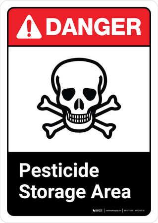 Danger: Pesticide Storage Area Sign with Icon ANSI Portrait - Wall Sign ...