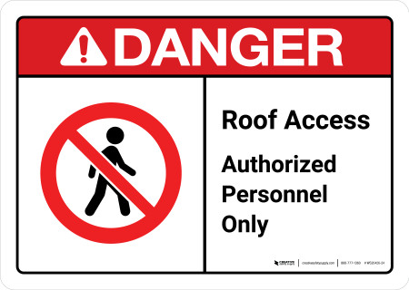 Danger: Roof Access Authorized Personnel Only with Icon ANSI Landscape ...