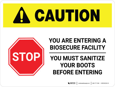 Caution: Stop - You Are Entering A Biosecure Facility Landscape - Wall Sign