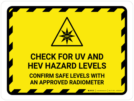 Check For UV And HEV Hazard Landscape - Wall Sign