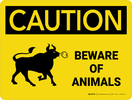 Caution: Beware Of Animals Landscape - Wall Sign