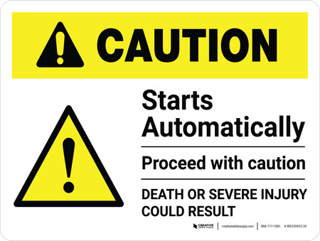 Caution: Starts Automatically - Proceed with Caution Landscape - Wall ...