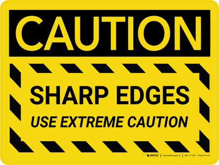 Caution: Sharp Edges Use Extreme Caution Landscape - Wall Sign