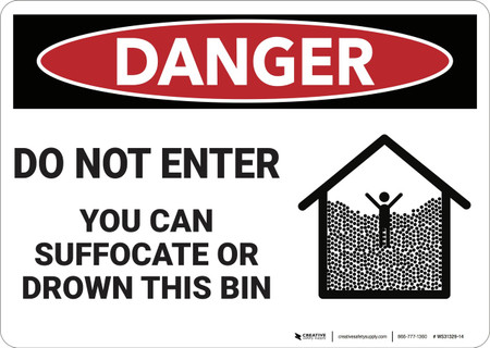 Danger: Do Not Enter Suffocation Hazard - Wall Sign