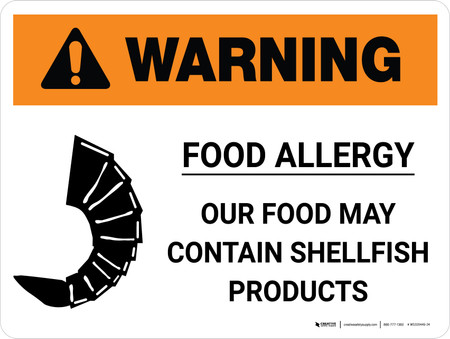 Warning: Food Allergy Food May Contain Shellfish Products Landscape ...