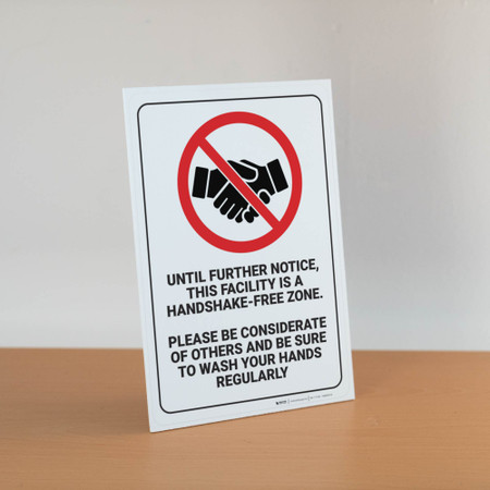 Handshake-Free Zone - Desktop Sign | Creative Safety Supply