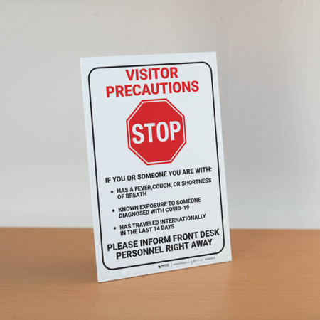 Visitor Precaution Covid-19 - Desktop Sign | Creative Safety Supply