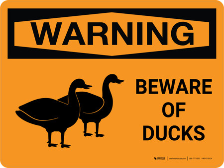 Warning: Beware Of Ducks Landscape - Wall Sign