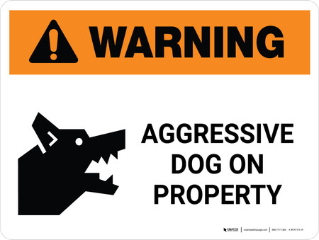 Warning: Aggressive Dog On Property Landscape - Wall Sign