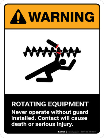 Warning: Ansi Rotating Equipment Portrait - Wall Sign | Creative Safety ...