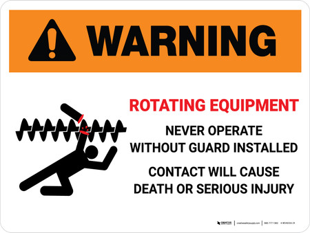 Warning: Rotating Equipment Landscape - Wall Sign