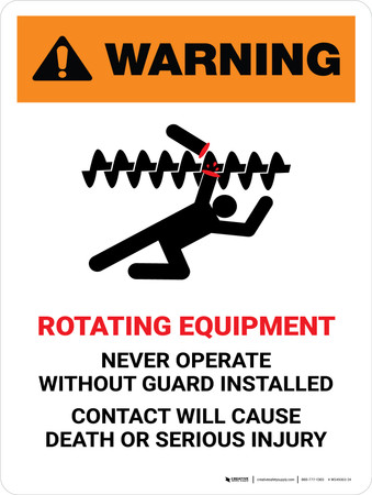 Warning: Rotating Equipment Portrait - Wall Sign