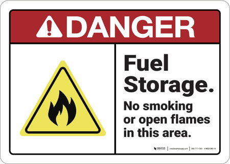 Danger: Fuel Storage No Smoking Or Open Flame - Wall Sign | Creative ...