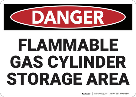Danger: Flammable Gas Cylinder Storage Area - Wall Sign