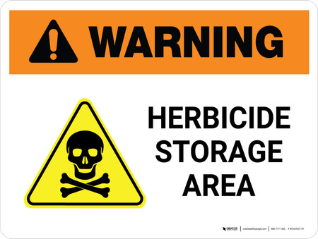 Warning: Herbicide Storage Area with Hazard Icon Landscape - Wall Sign ...