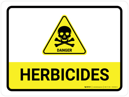 Herbicides with Hazard Danger Icon Landscape - Wall Sign
