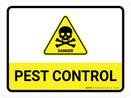 Pest Control with Hazard Danger Icon Landscape - Wall Sign