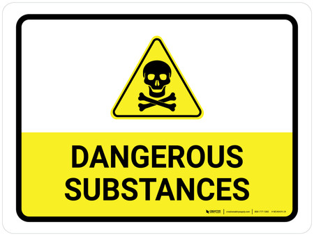 Dangerous Substances with Hazard Danger Icon Landscape - Wall Sign