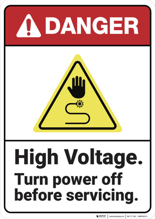 Danger: High Voltage Turn Power Off ANSI - Wall Sign | Creative Safety ...