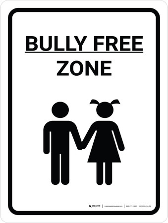 Bully Free Zone Portrait With Icon - Wall Sign
