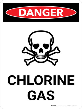 Danger: Chlorine Gas Portrait with Icon Portrait - Wall Sign