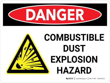 Danger: Combustible Dust Explosion Hazard Landscape with Icon - Wall Sign