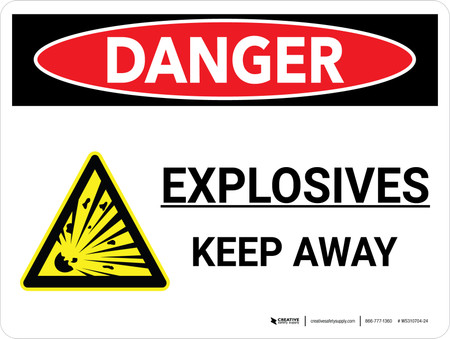 Danger: Explosives Keep Away Landscape with Icon - Wall Sign