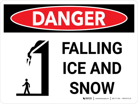 Danger: Falling Ice and Snow Landscape with Icon - Wall Sign | Creative ...