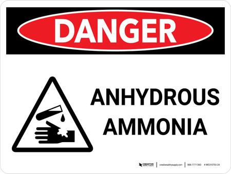 Danger: Hazard Anhydrous Ammonia Landscape with Icons - Wall Sign