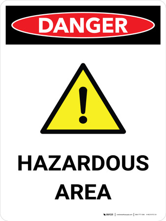 Danger: Hazardous Area Portrait with Icon - Wall Sign