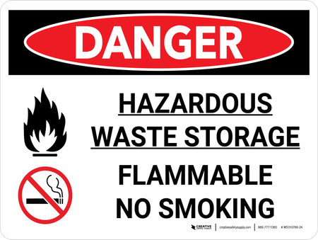 Danger: Hazardous Waste Storage Flammable No Smoking Landscape with ...