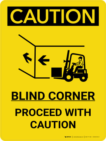 Caution: Blind Corner Portrait with Icons - Wall Sign | Creative Safety ...