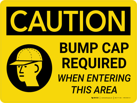 Caution: Bump Cap Required When Entering This Area Landscape With Icon ...