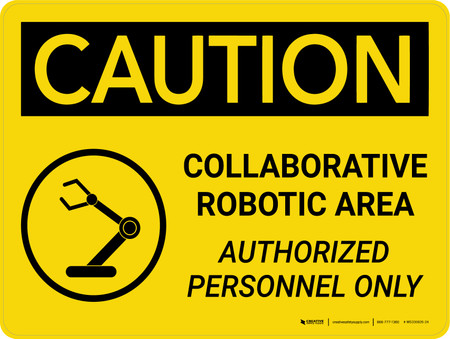 Caution: Collaborative Robotic Area Landscape With Icon - Wall Sign