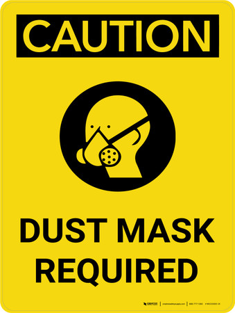Caution: Dust Mask Required Portrait With Icon - Wall Sign