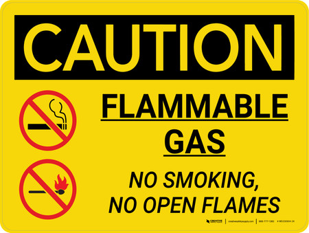 Caution: Flammable Gas No Smoking Open Flames Landscape With Icons ...