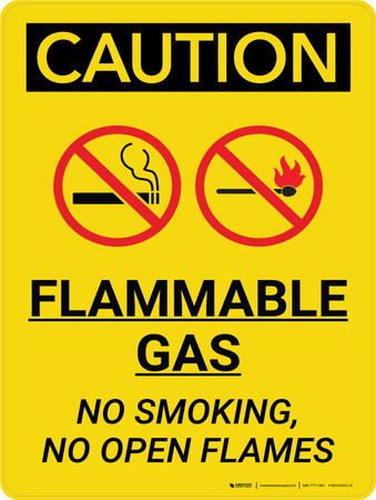 Caution: Flammable Gas No Smoking Open Flames Portrait With Icons ...