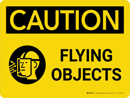 Caution: Flying Objects Landscape With Icon - Wall Sign