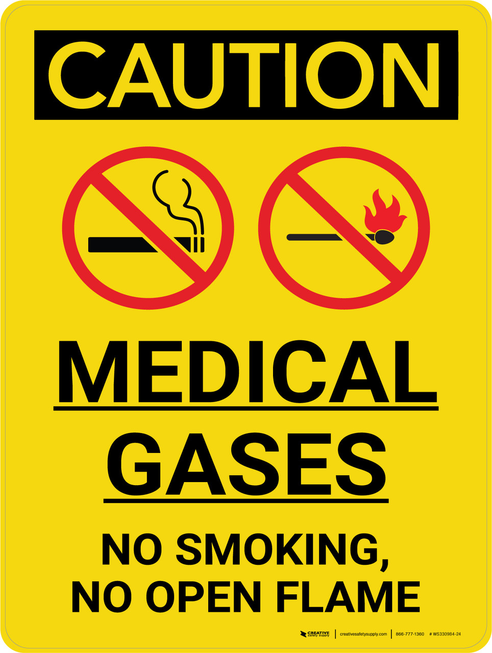 Caution Medical Gases - No Smoking No Open Flame | K2K Signs Australia