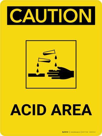 Caution: Acid Area Portrait With Icon - Wall Sign
