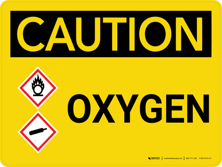 Caution: Oxygen Landscape With Icon - Wall Sign