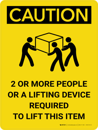 Caution: Two Or More People Or Lifting Device Required Portrait With ...