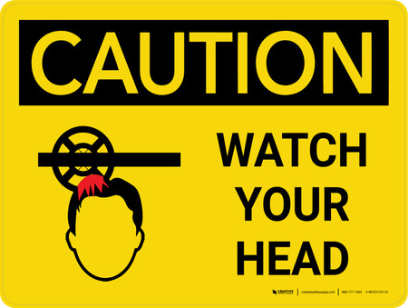 Caution: Watch Your Head Landscape With Icon - Wall Sign | Creative ...