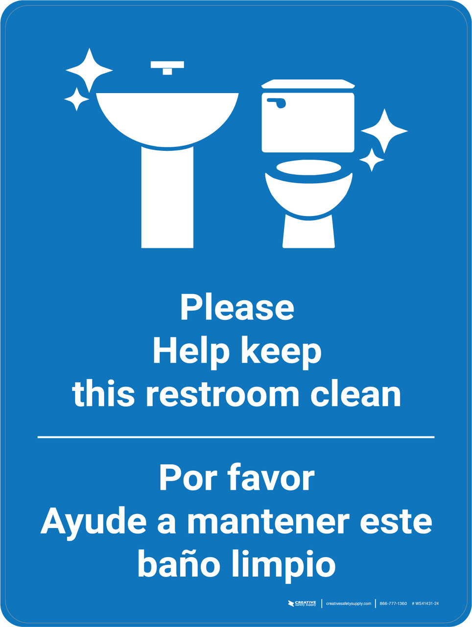 Keep Bathroom Clean Signs Bilingual Signs ByLITA Portrait Round Keep
