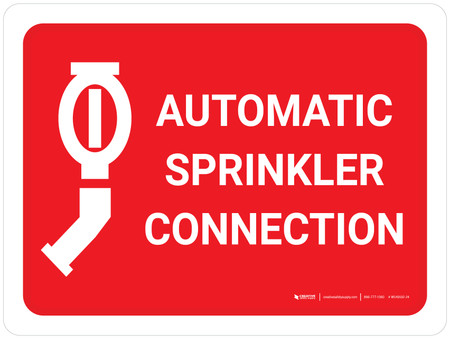 Automatic Sprinkler Connection Red Landscape with Icon - Wall Sign