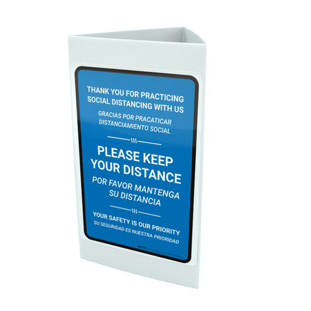 Thank You For Practicing Social Distancing With Us Blue Bilingual ...