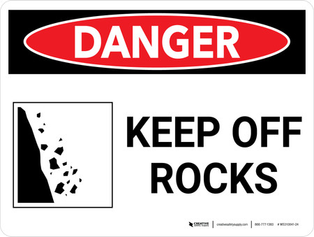 Danger: Keep Off Rocks Landscape with Graphic - Wall Sign